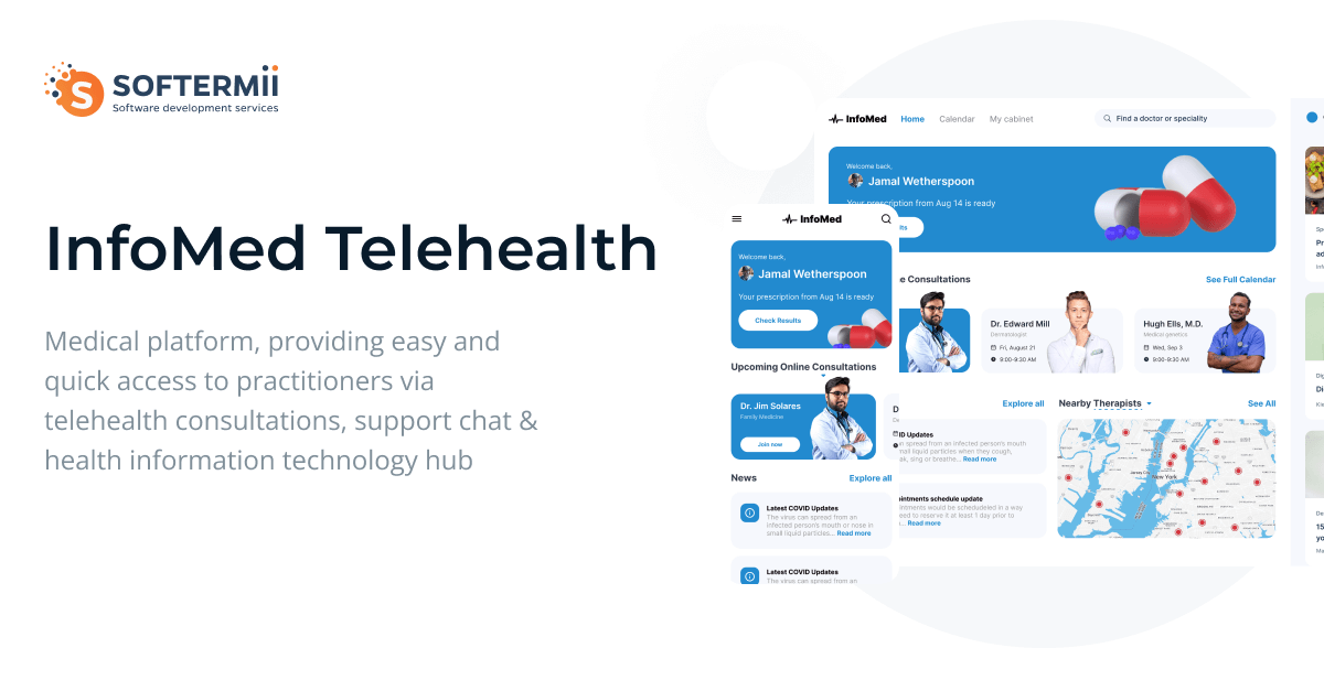 Telehealth software development case study developed by Softermii